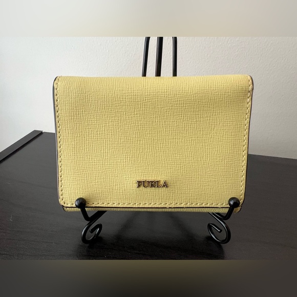 Furla | Bags | Furla Yellow And Gold Trifold Wallet | Poshmark